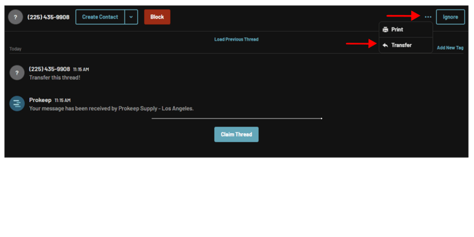 How to Transfer a Thread in Prokeep